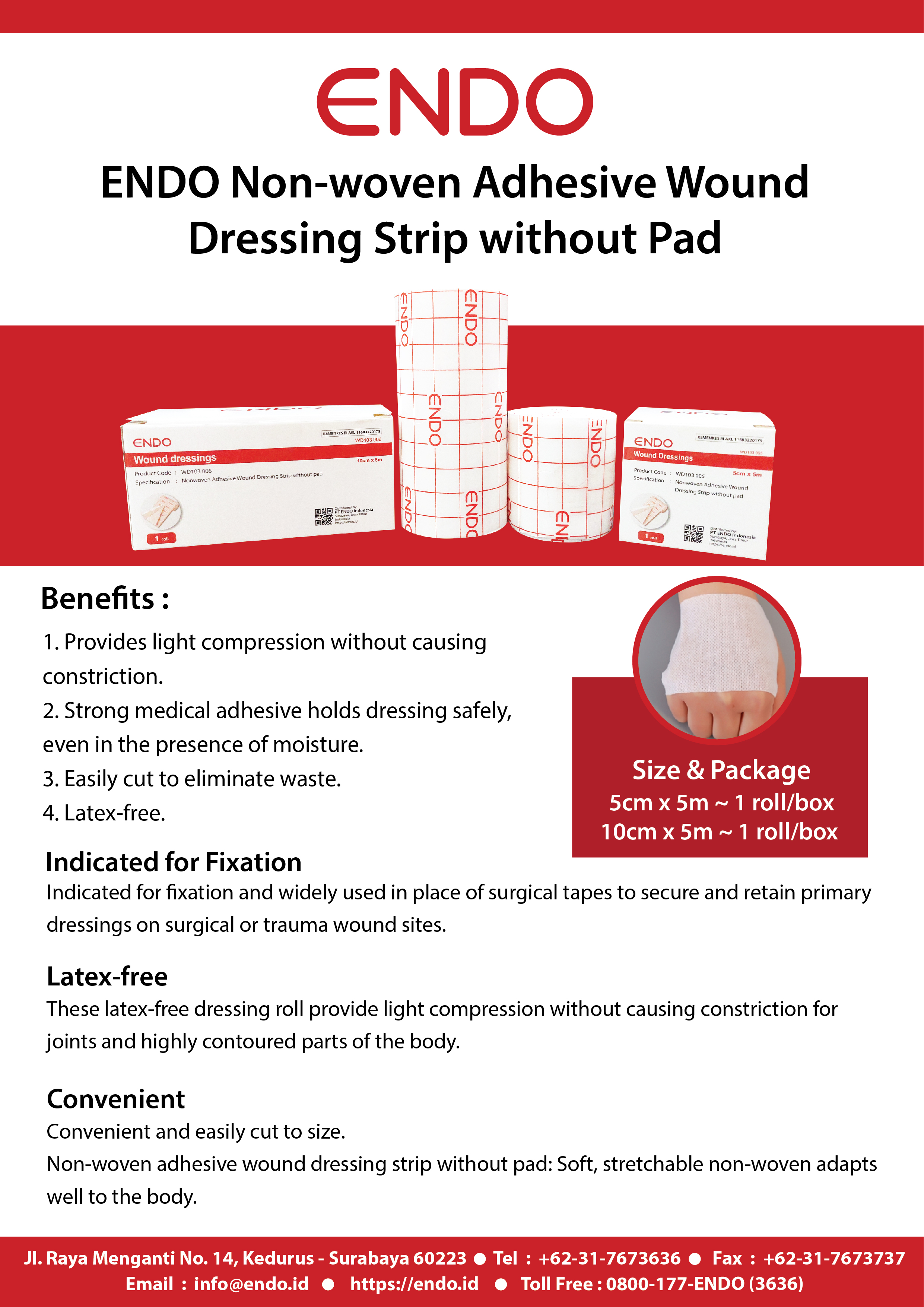 ENDO Non-woven Adhesive Wound Dressing Strip without Pad | PT ENDO ...